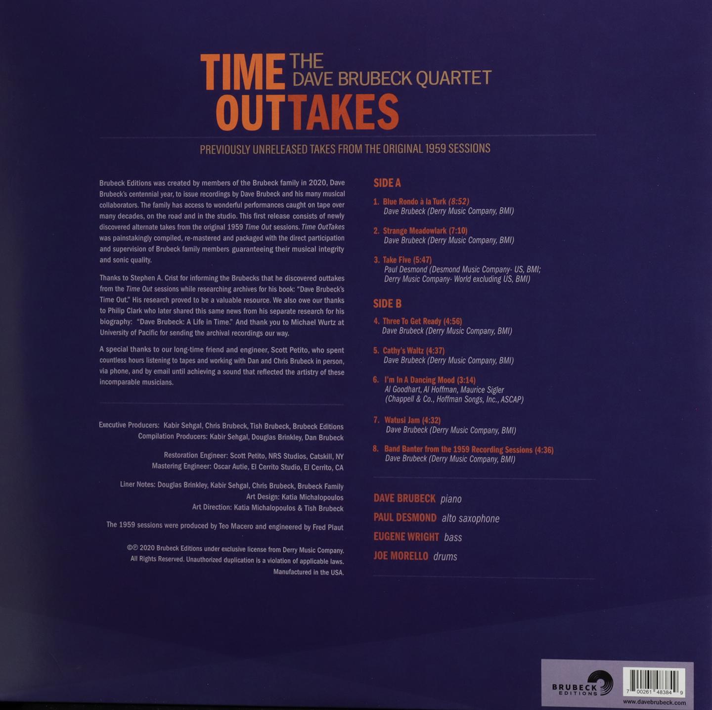 THE DAVE BRUBECK QUARTET: Time OutTakes - HamiltonBook.com