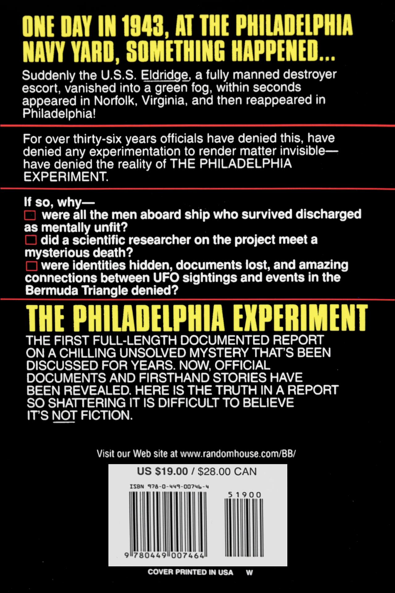 THE PHILADELPHIA EXPERIMENT: Project Invisibility - HamiltonBook.com