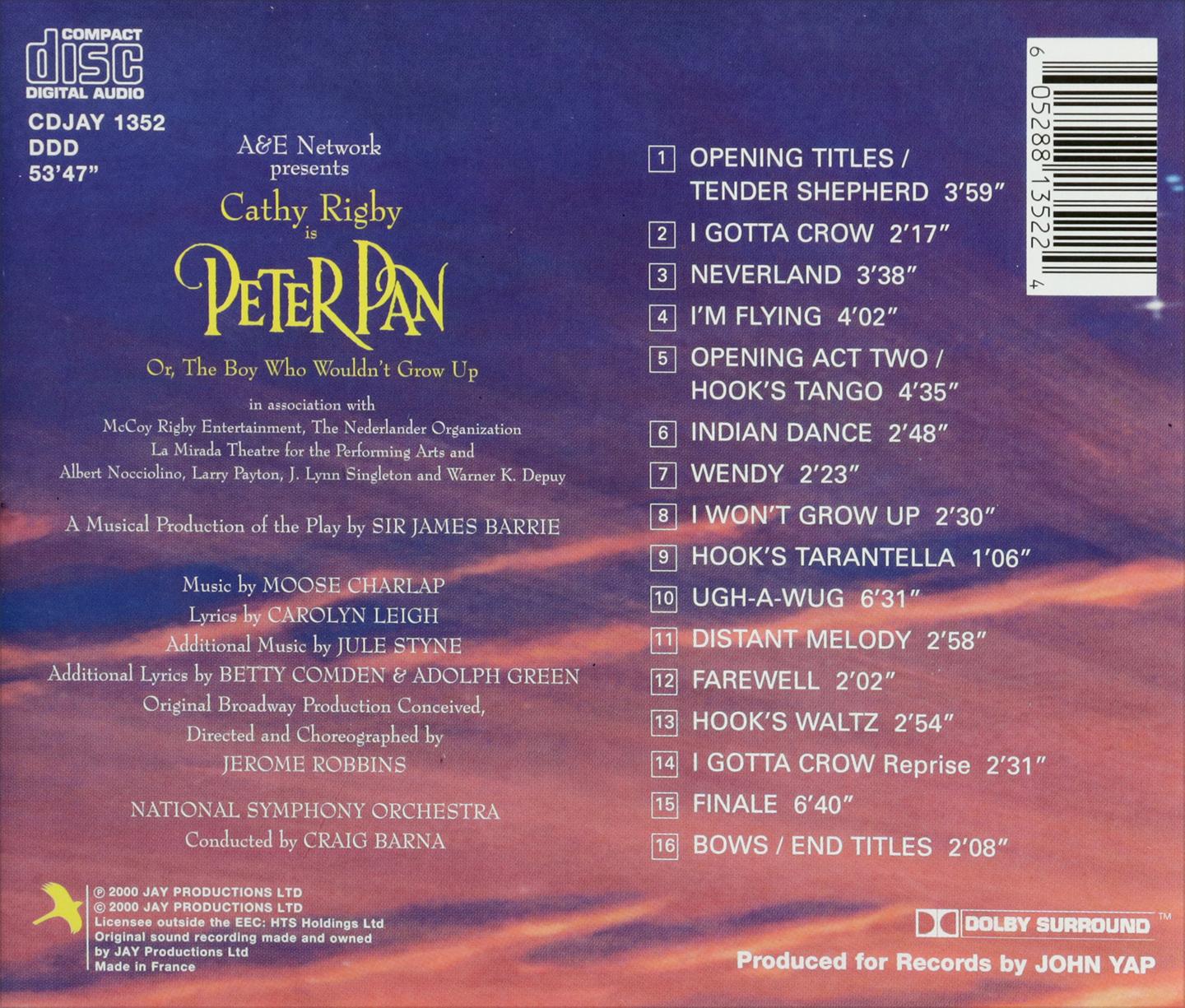 PETER PAN: Original Soundtrack Recording - HamiltonBook.com