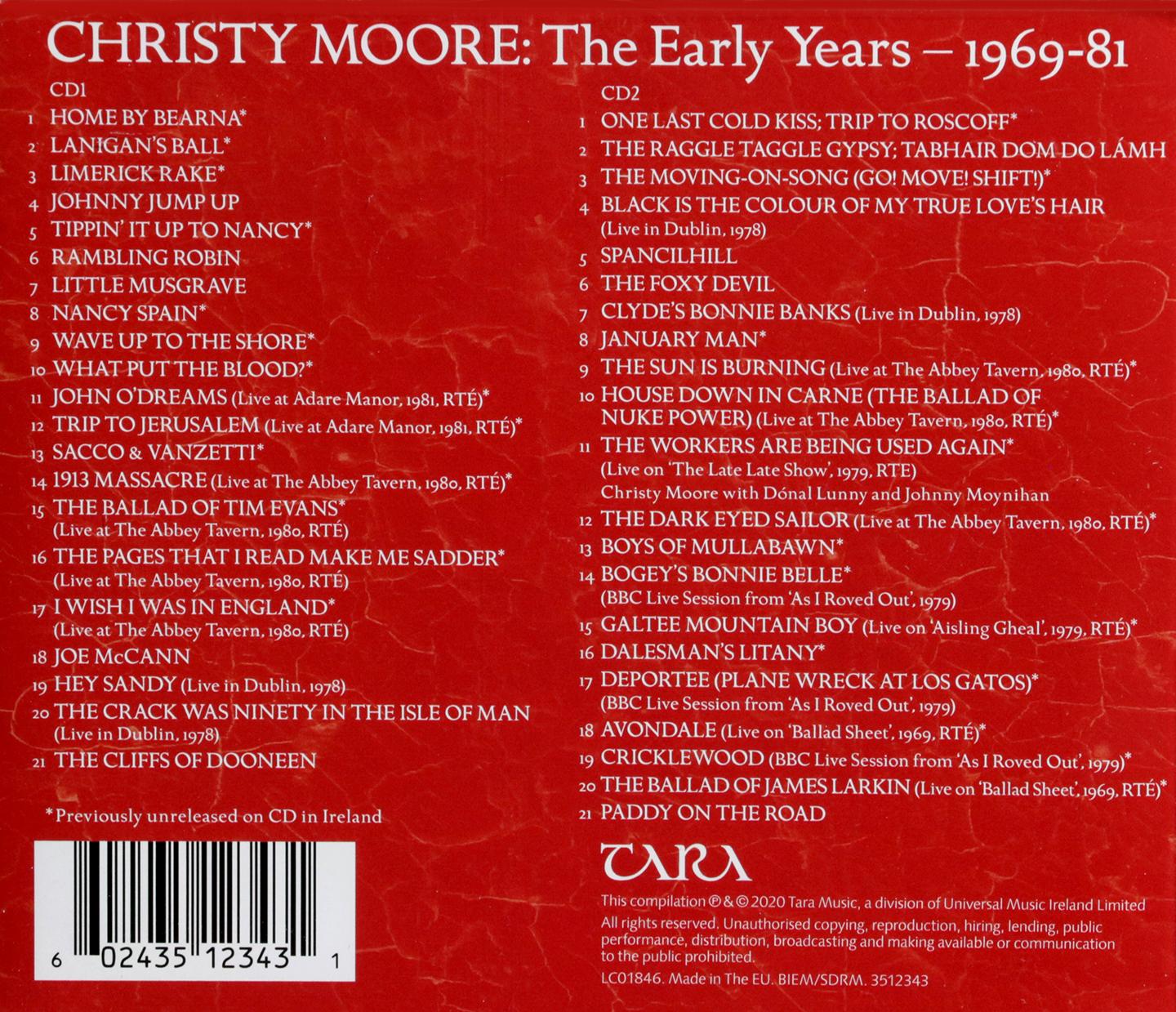 CHRISTY MOORE: The Early Years 1969-81 - HamiltonBook.com