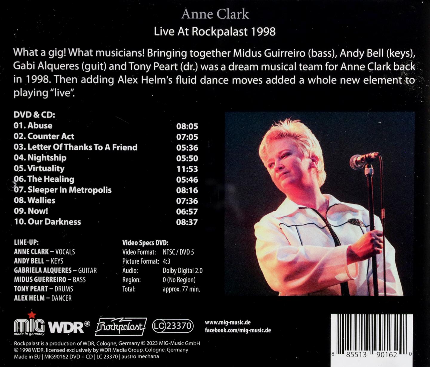 ANNE CLARK: Live at Rockpalast 1998 - HamiltonBook.com
