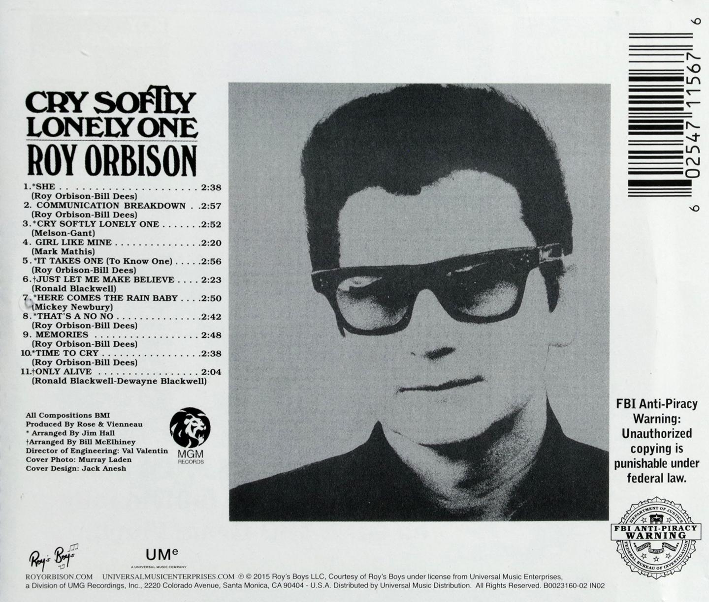 ROY ORBISON: Cry Softly Lonely One - HamiltonBook.com