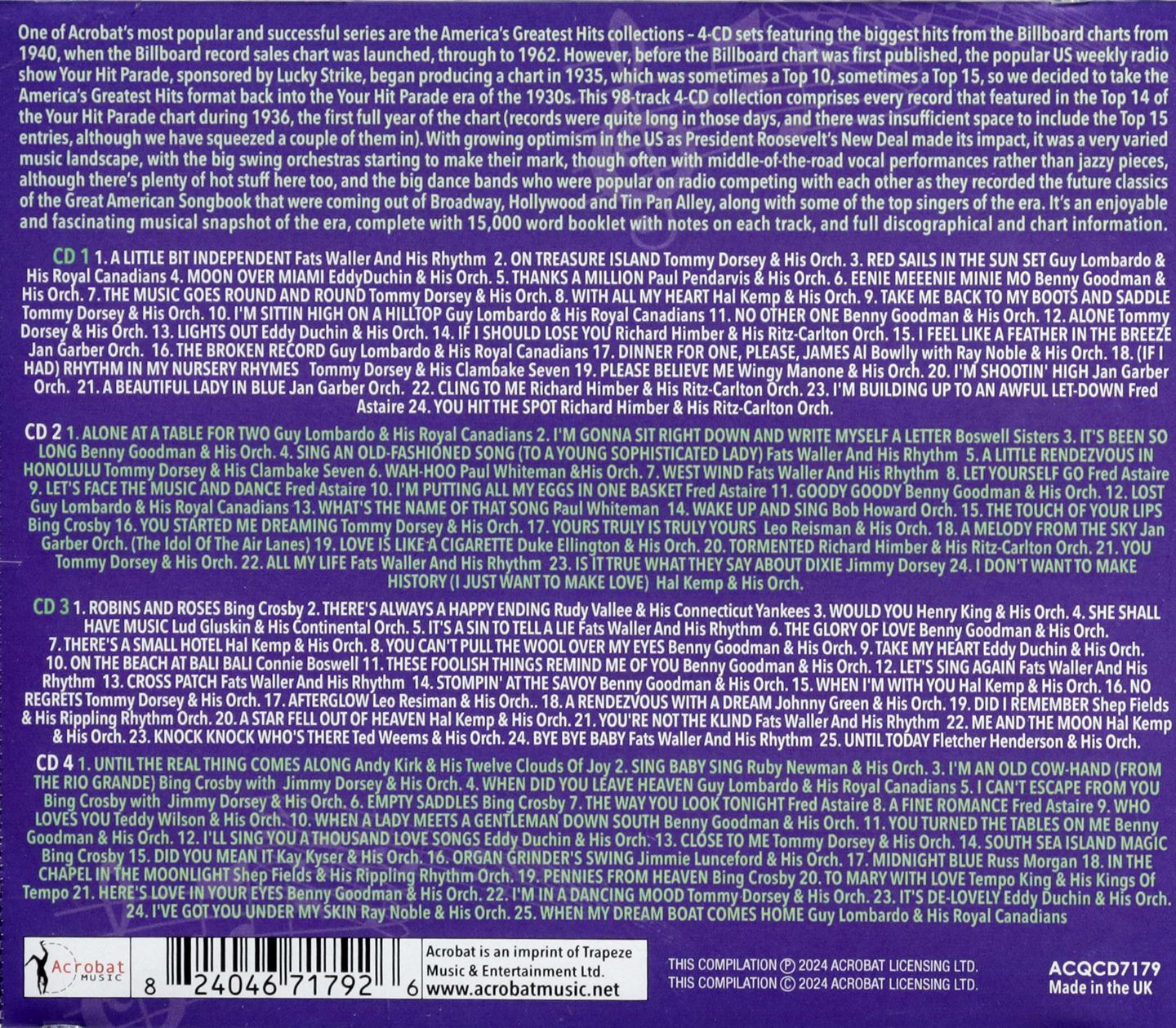 AMERICA'S GREATEST: Your Hit Parade Hits 1936 - HamiltonBook.com