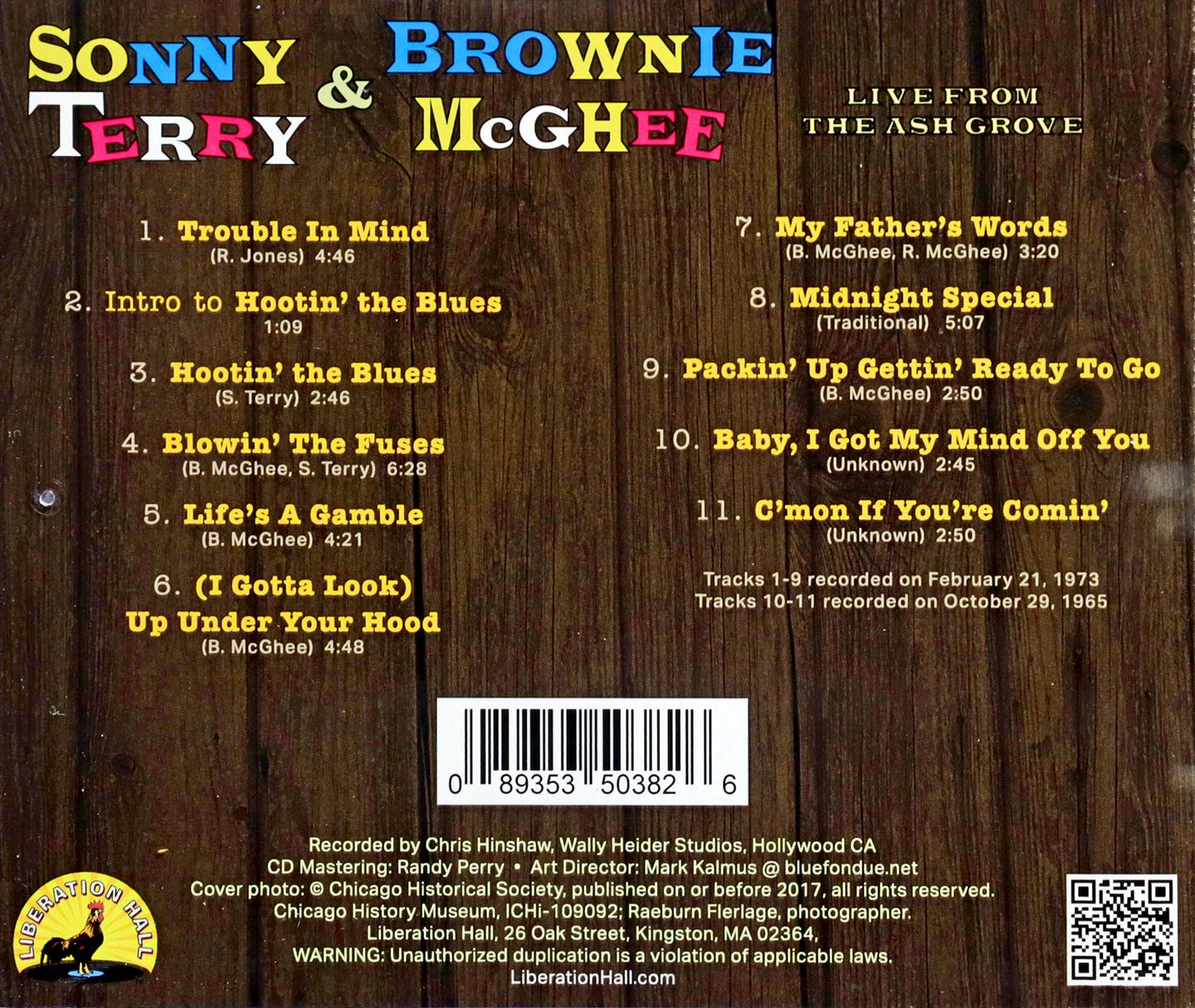 SONNY TERRY & BROWNIE MCGHEE: Live from the Ash Grove - HamiltonBook.com