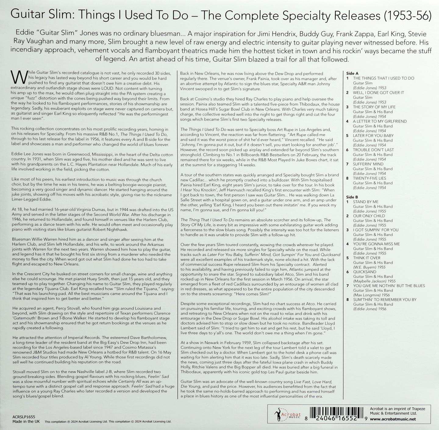 GUITAR SLIM: Things I Used to Do - HamiltonBook.com