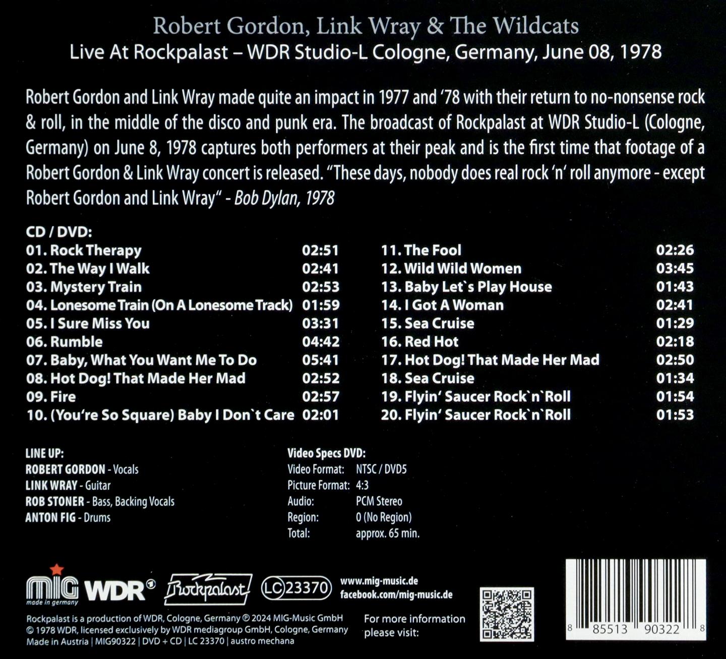ROBERT GORDON, LINK WRAY & THE WILDCATS: Live at Rockpalast 1979 - HamiltonBook.com