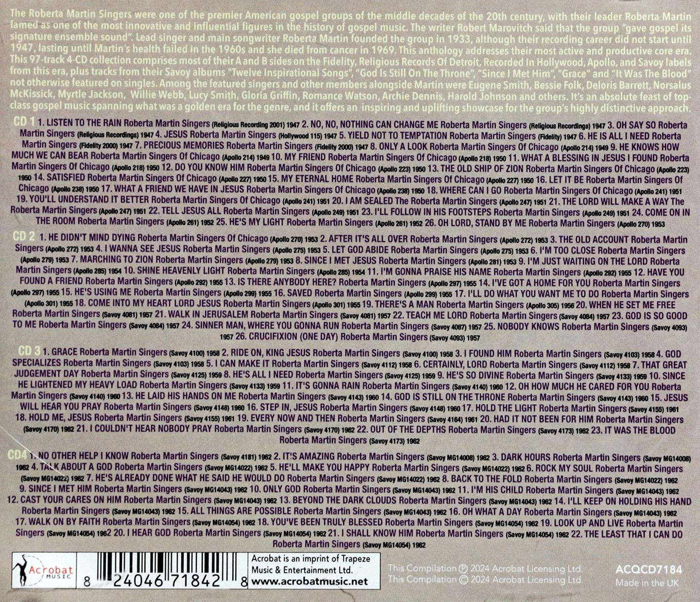 THE ROBERTA MARTIN SINGERS: The Classic Years, 1947-1962 - HamiltonBook.com