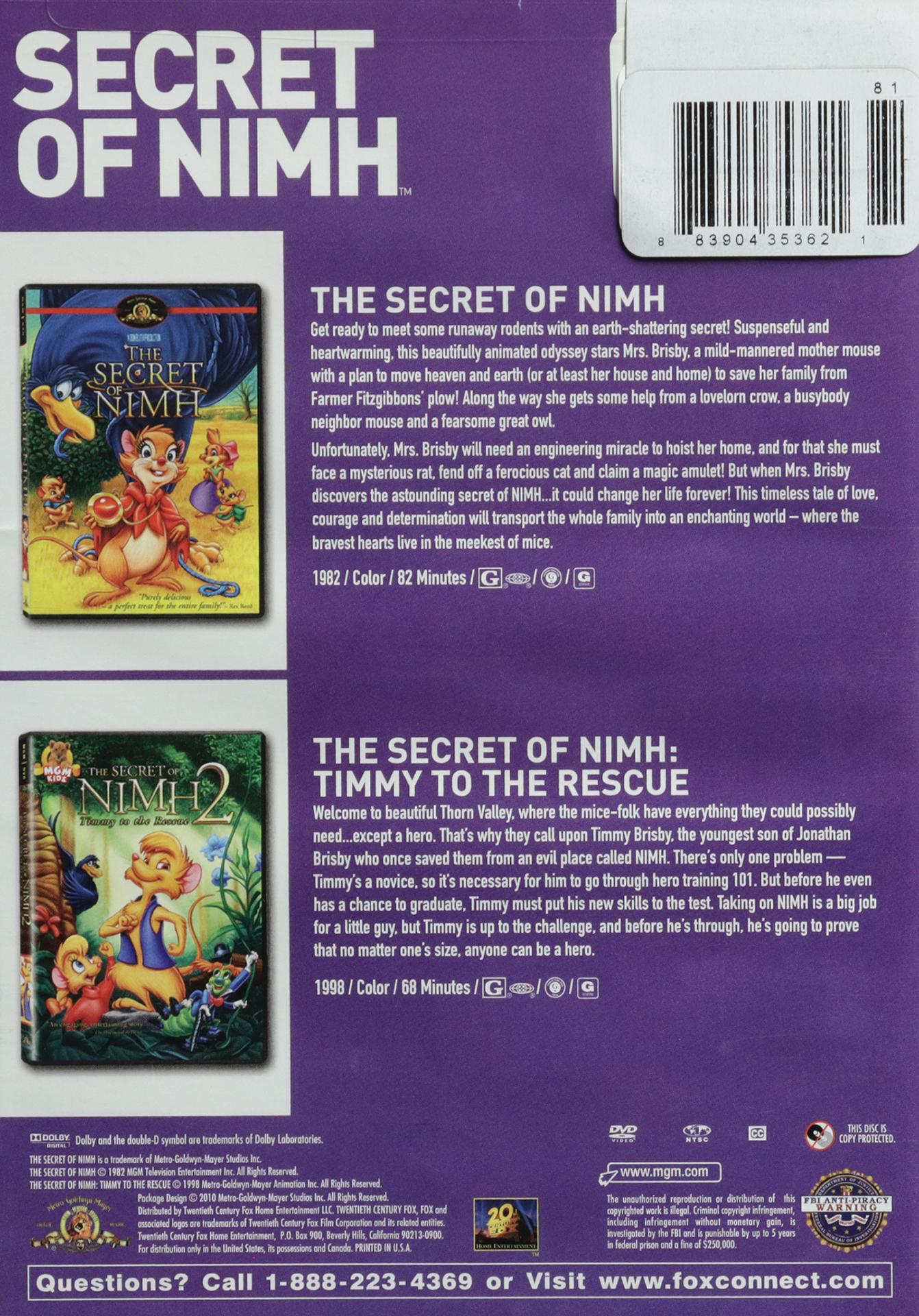 THE SECRET OF NIMH / THE SECRET OF NIMH 2: Timmy to the Rescue ...
