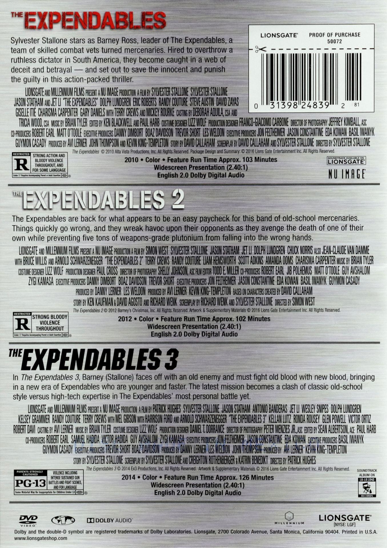THE EXPENDABLES / THE EXPENDABLES 2 / THE EXPENDABLES 3 - HamiltonBook.com