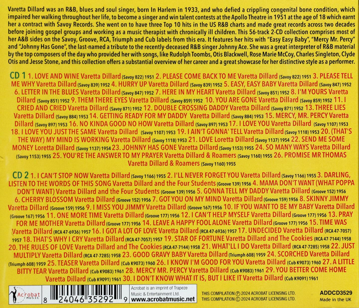 VARETTA DILLARD: Mercy Mr. Percy--The Singles Collection 1951-1961 ...