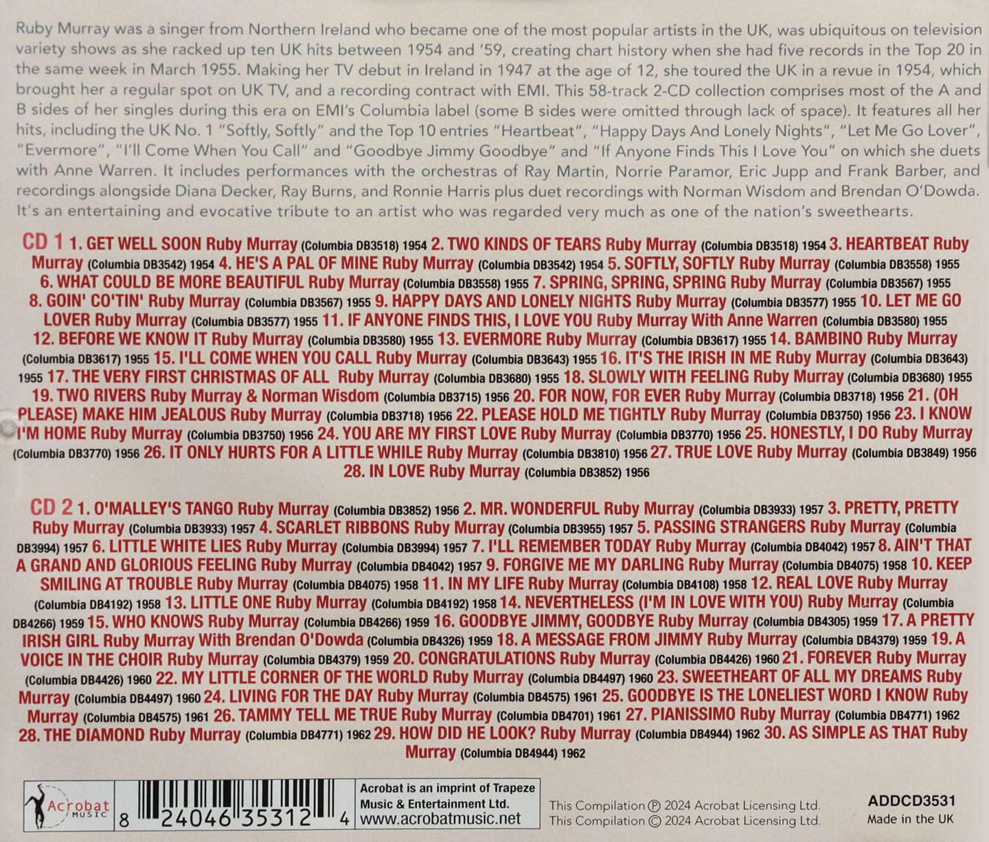 RUBY MURRAY: Softly, Softly--The Singles Collection 1954-62 ...
