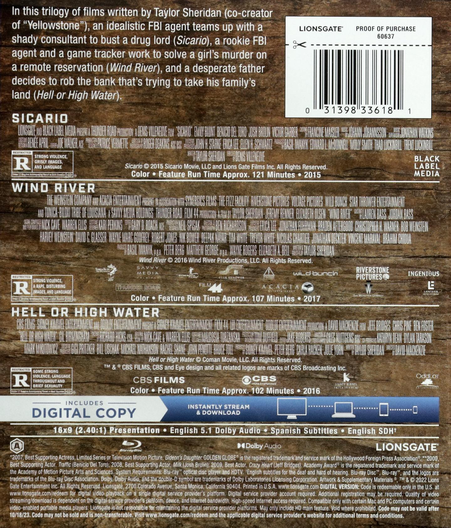 AMERICAN FRONTIER TRILOGY: Sicario / Wind River / Hell or High Water ...