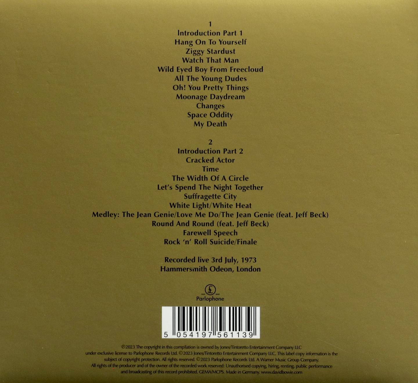 ZIGGY STARDUST AND THE SPIDERS FROM MARS: The Motion Picture Soundtrack - HamiltonBook.com