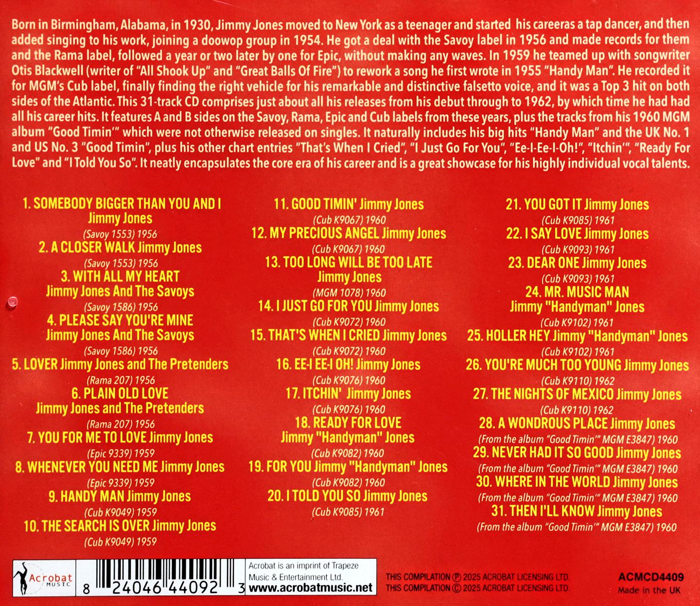 JIMMY JONES: Good Timin'--The Singles Collection, 1956-62 ...