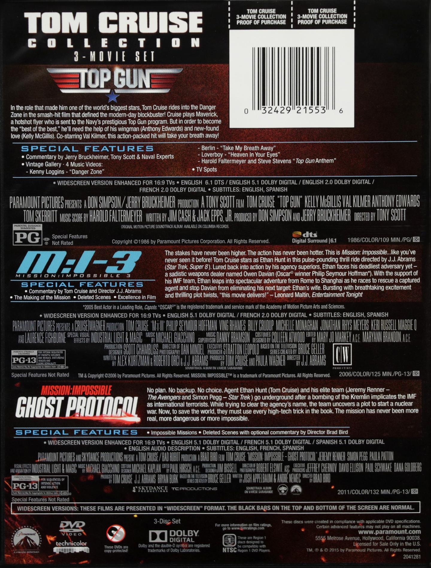 TOM CRUISE COLLECTION 3-MOVIE SET - HamiltonBook.com